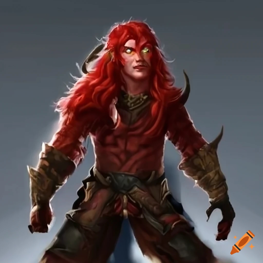 Artwork of a mature male elf with red skin on Craiyon
