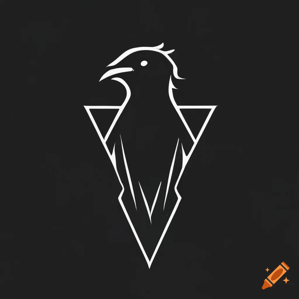 Geometric crow logo in black and white on Craiyon