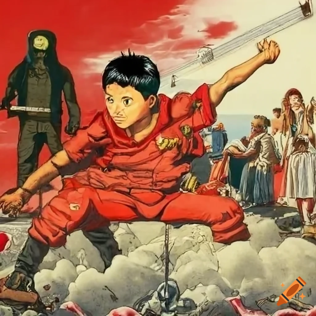 Iconic scene from akira by norman rockwell