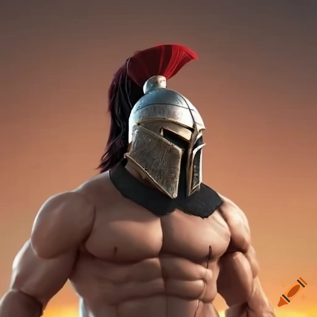 Detailed depiction of a spartan warrior with a shield on Craiyon