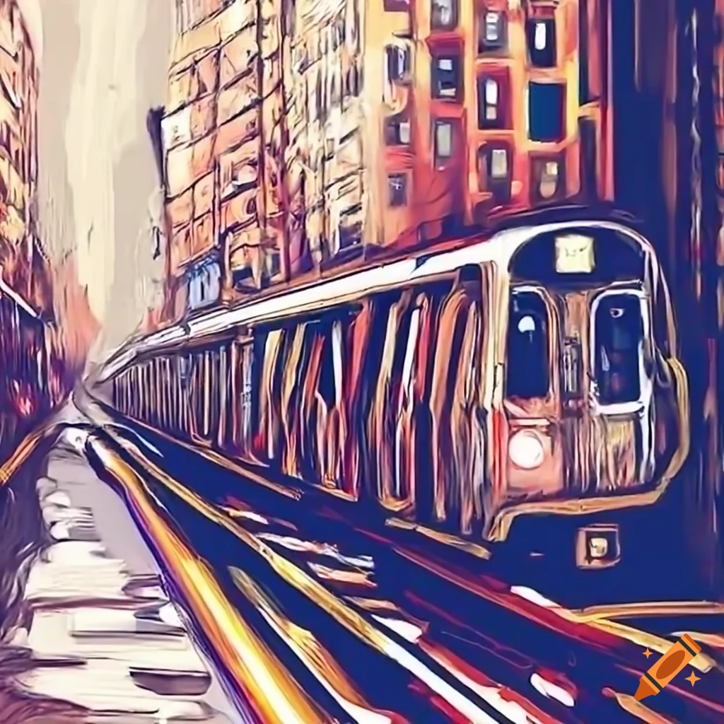 Long exposure photo of rushing nyc subway