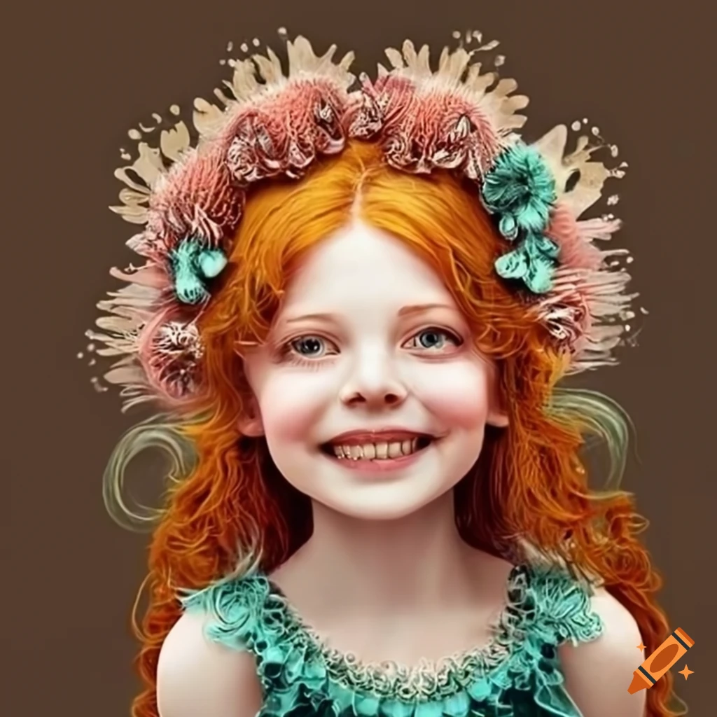 Cute ginger-haired dressed girls with unique embellishments on Craiyon
