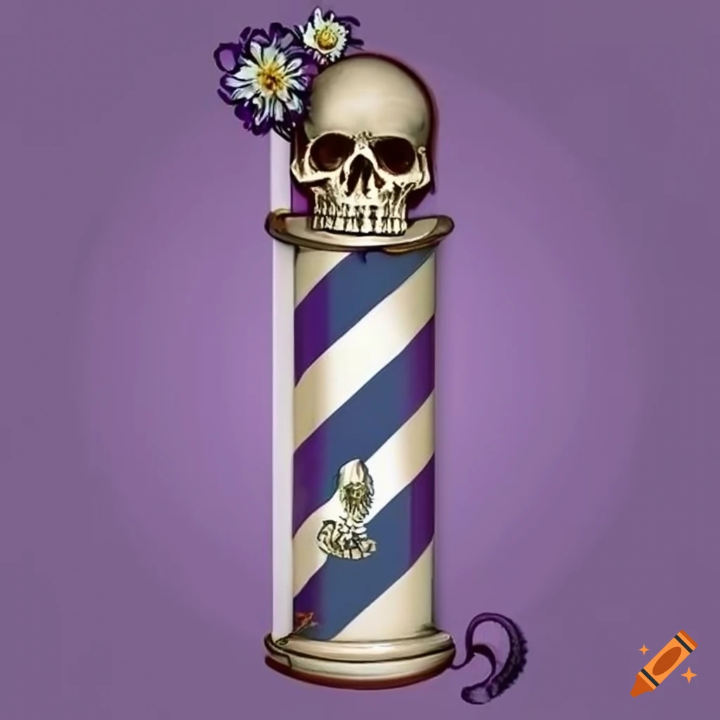 Purple barber pole with flowers and skull on Craiyon