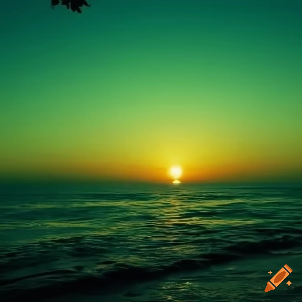 Stunning green sunset on Craiyon