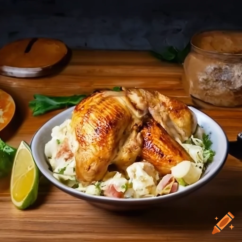 Coconut curry chicken with roasted cauliflower dish on Craiyon