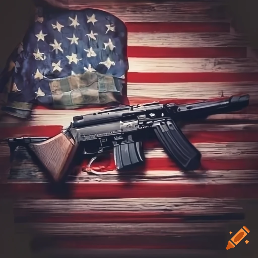 American flag with rifles on Craiyon
