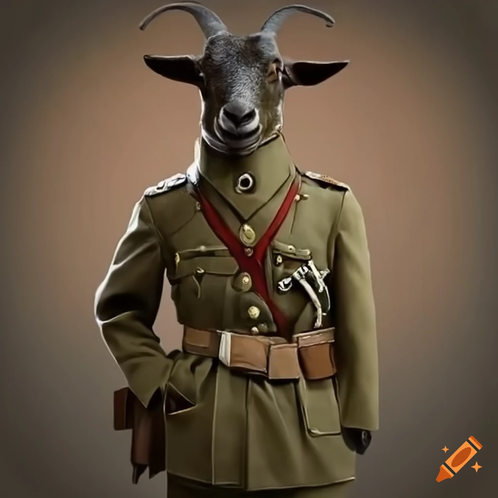 Goat wearing a World War II uniform on Craiyon