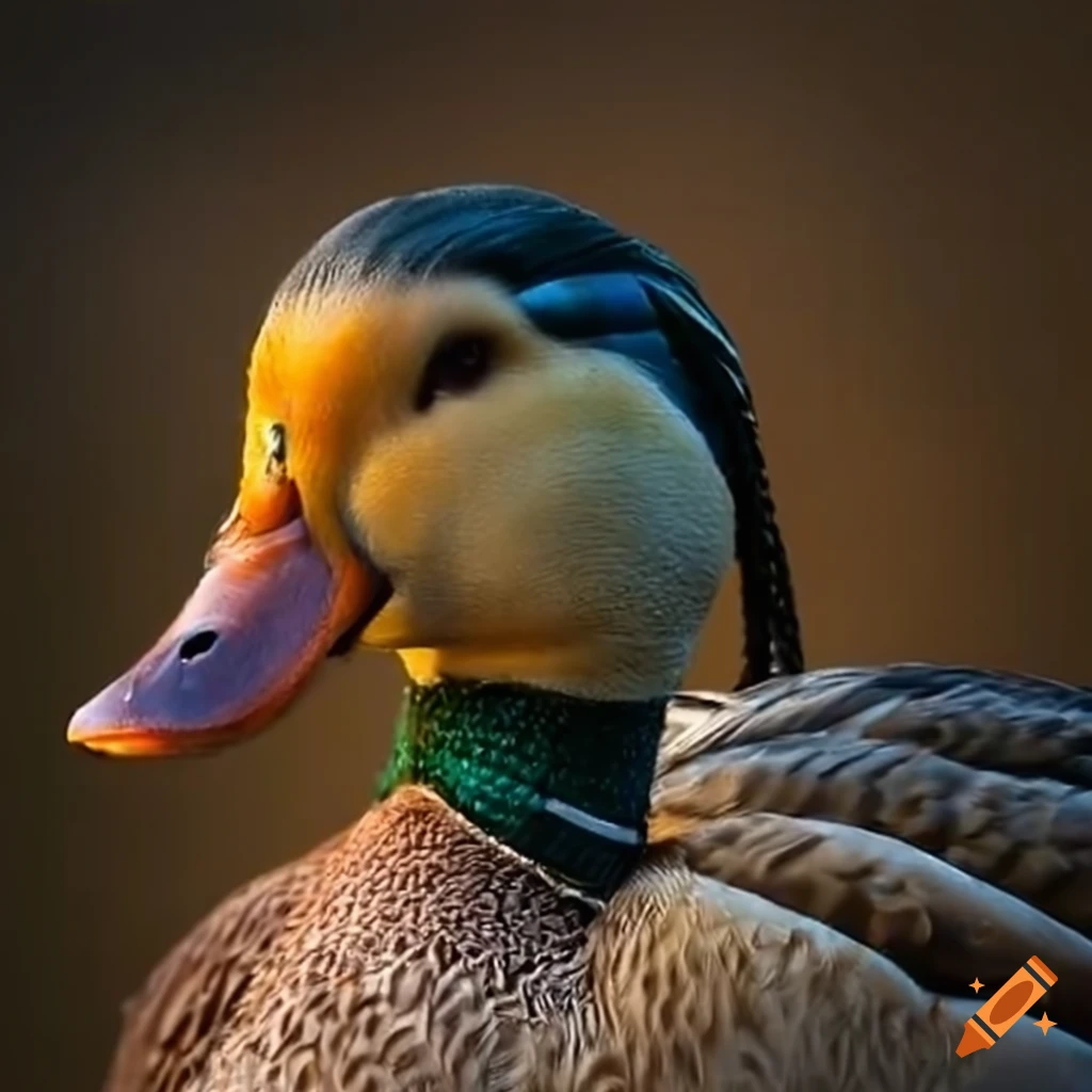Proud mallard duck wearing a crown on Craiyon