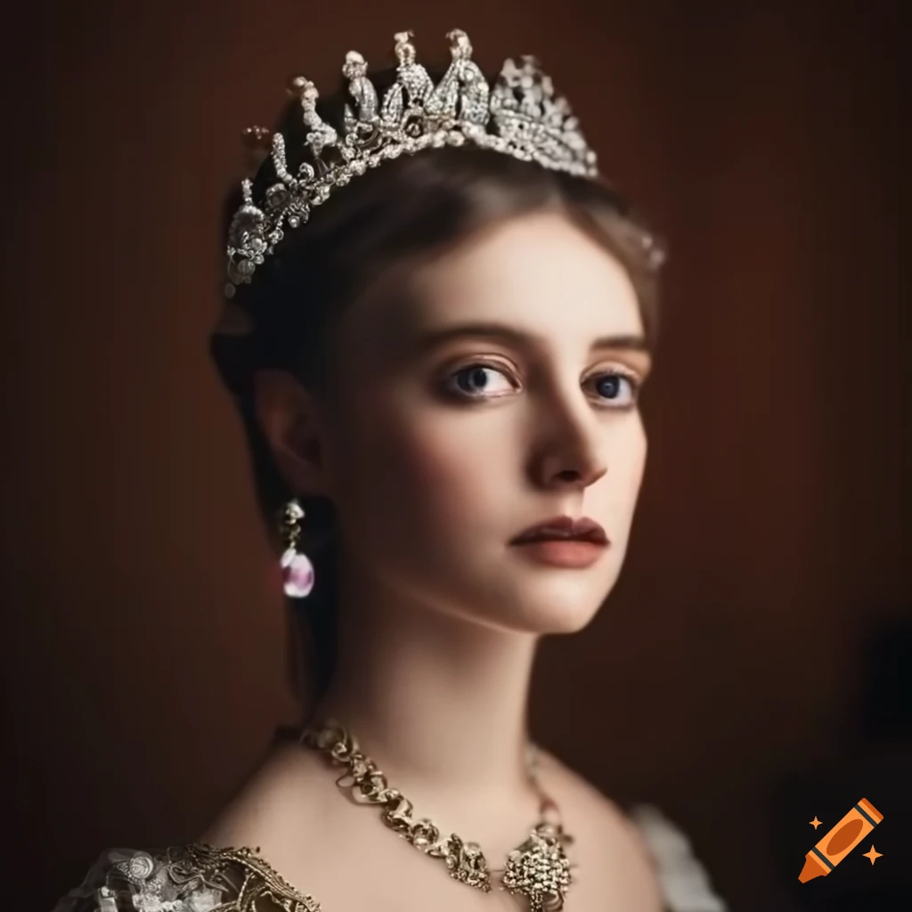 Vibrant portrait of a regal queen with intricate jewelry on Craiyon