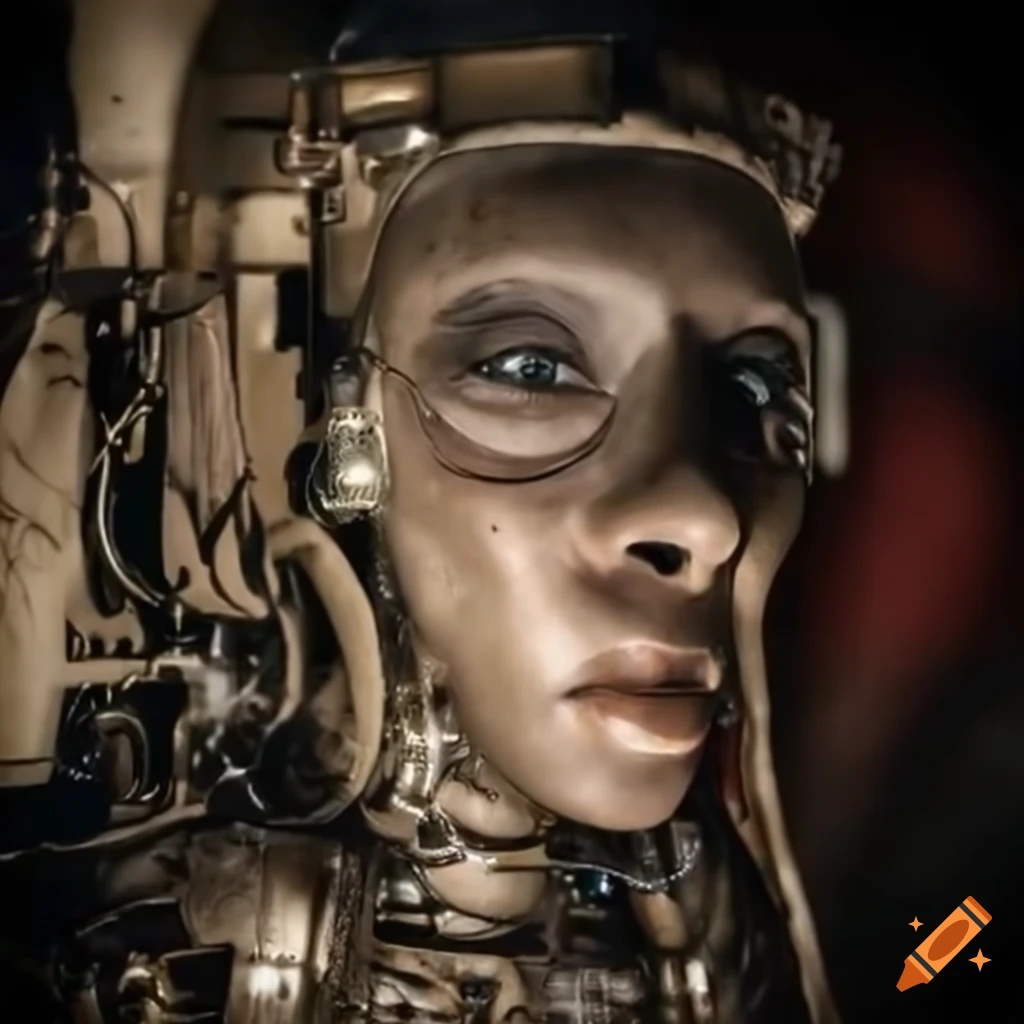 Photorealistic female automaton in indian-inspired armor on Craiyon