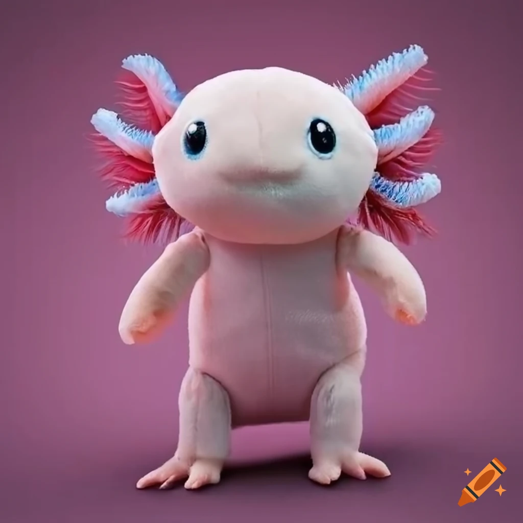 Adorable stuffed axolotl standing