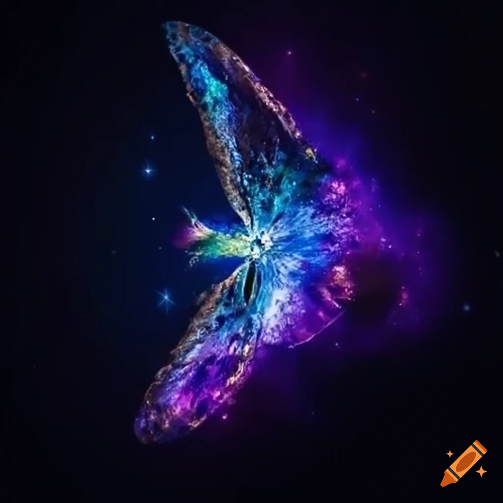 Cosmic butterfly made of galaxies on Craiyon