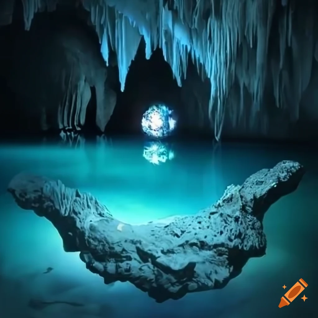 Boat in an underground river moving fast on Craiyon