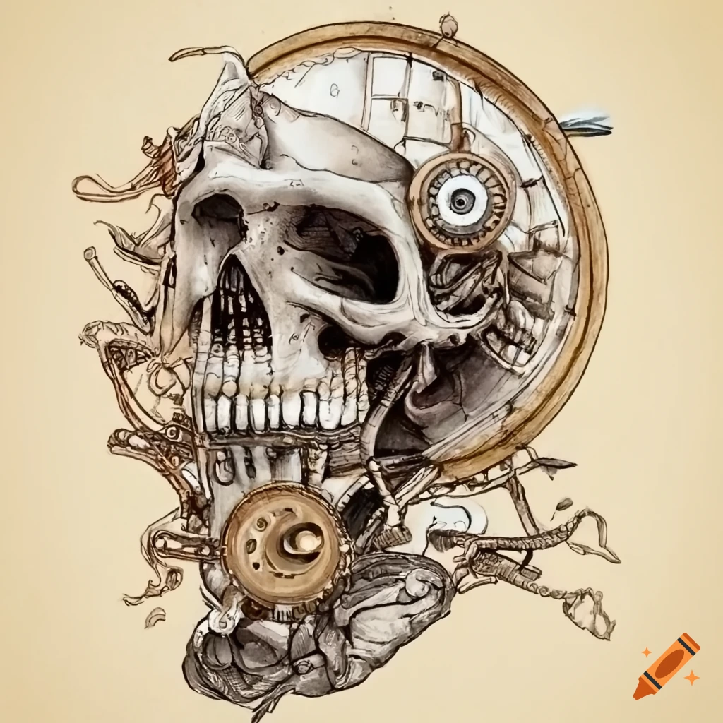 Steampunk skeleton art
