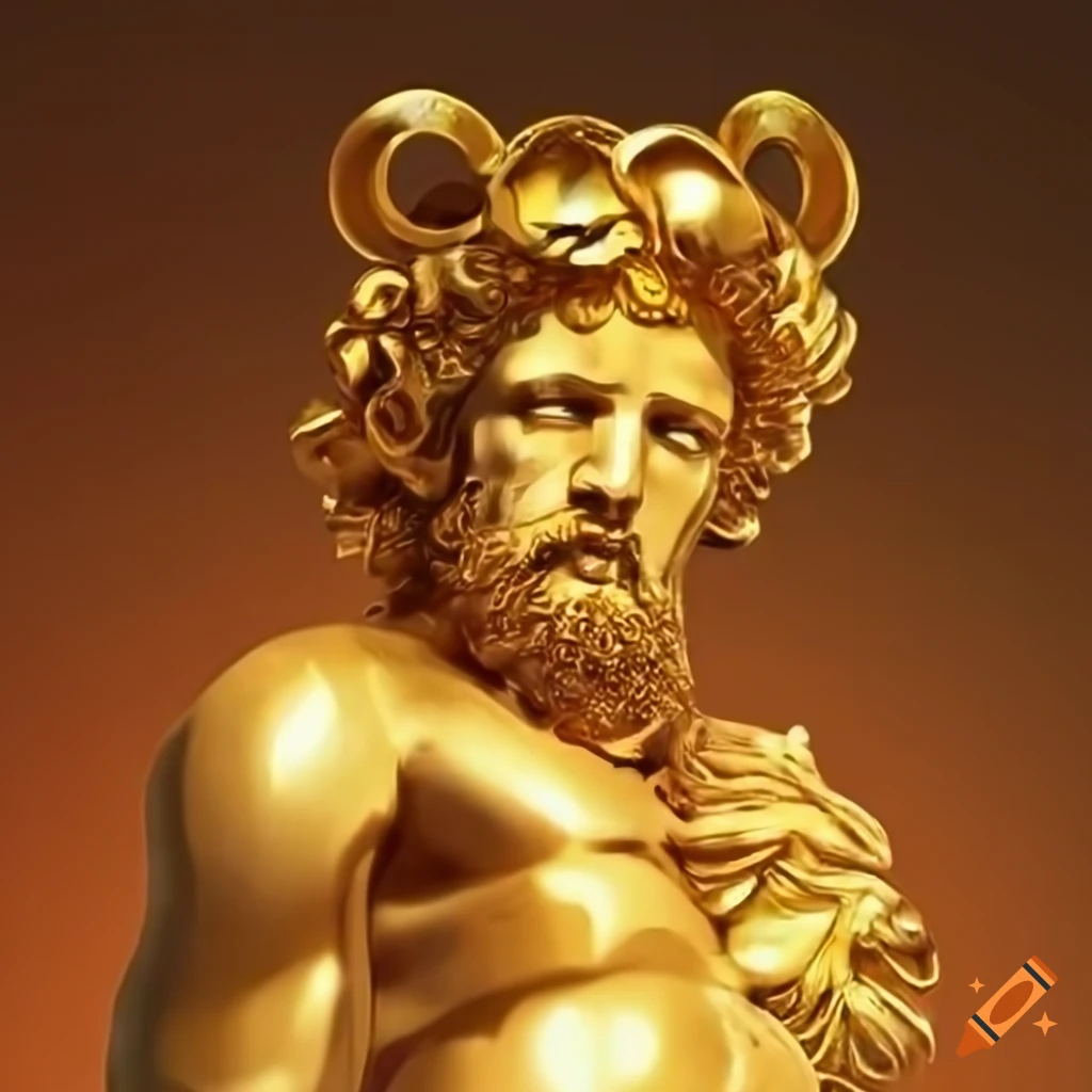 Golden statue of a greek god on Craiyon