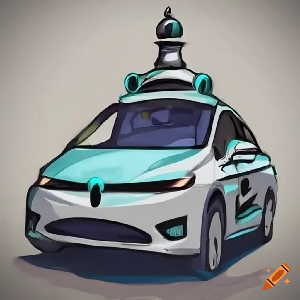 Waymo autonomous car in front of Charminar on Craiyon