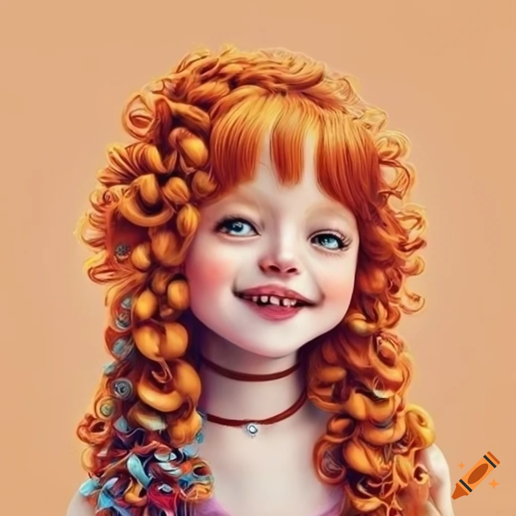Colorful illustration of smiling girls with unique embellishments