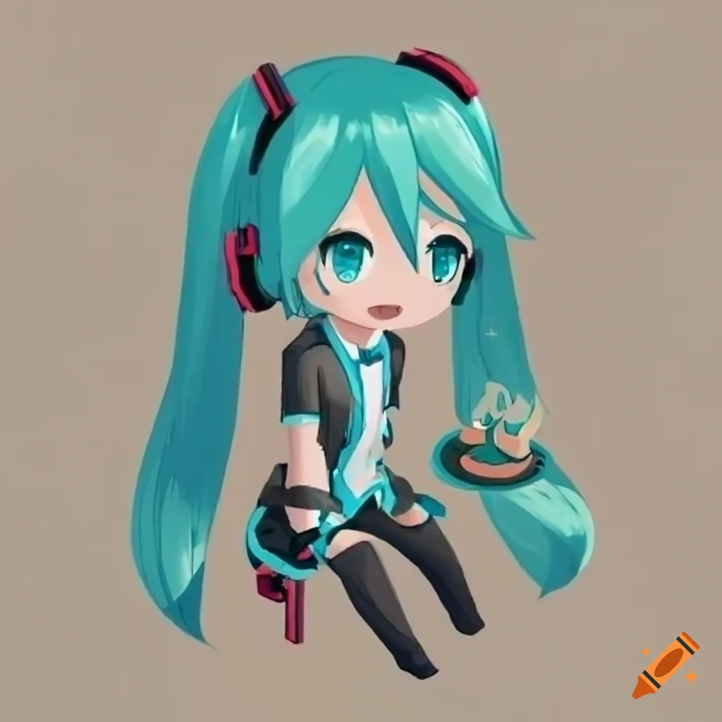 Isometric illustration of miku hatsune on Craiyon