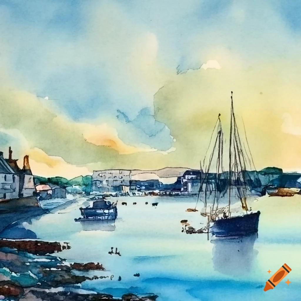 Watercolor painting of a monk in bretagne on Craiyon