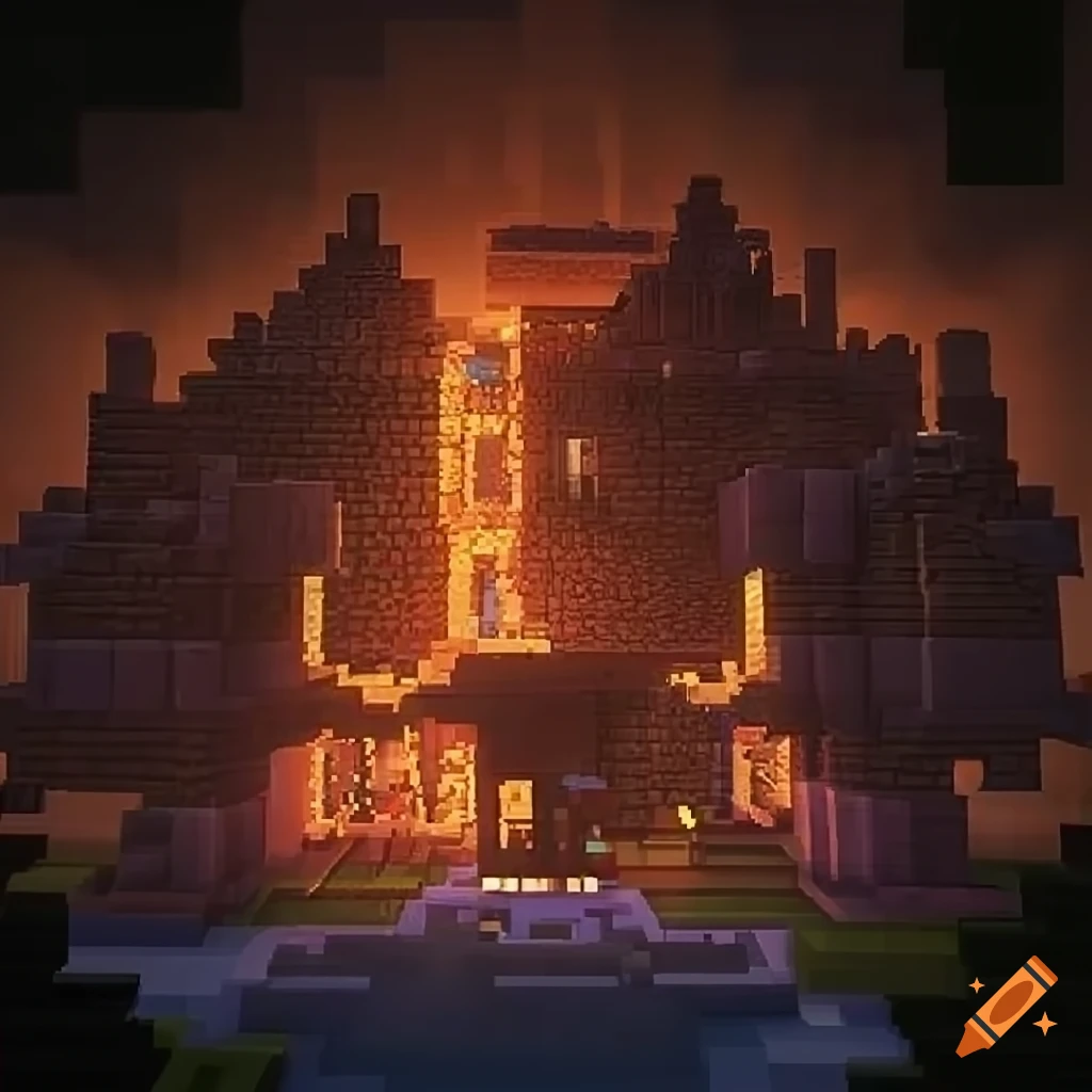 Multi-server minecraft world on Craiyon