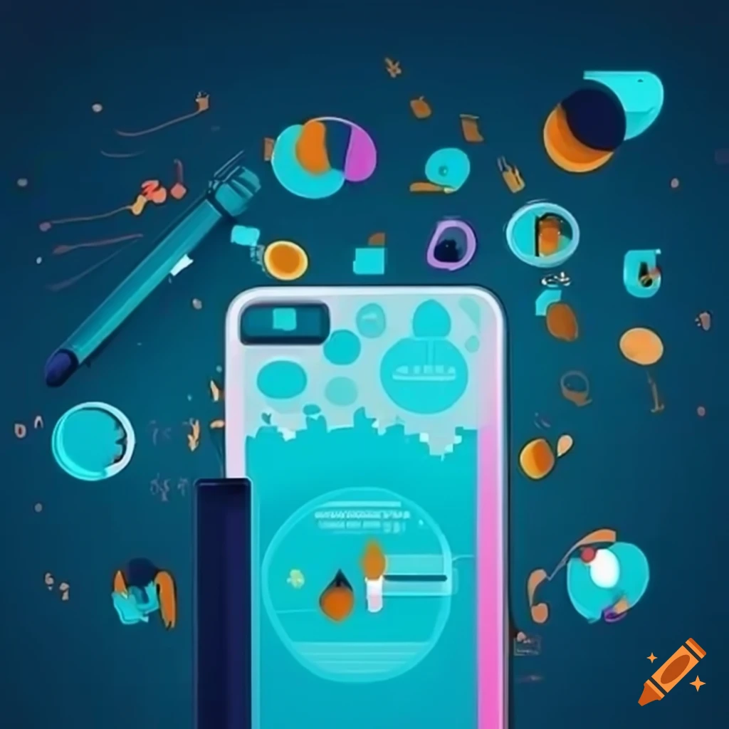 Team of mobile developers working on self-registration app on Craiyon