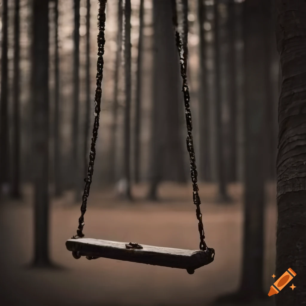 Mysterious swing set in a dark forest on Craiyon