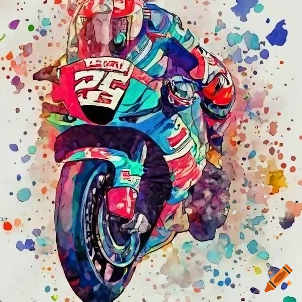 Illustration of motorcycles racing in motogp on Craiyon