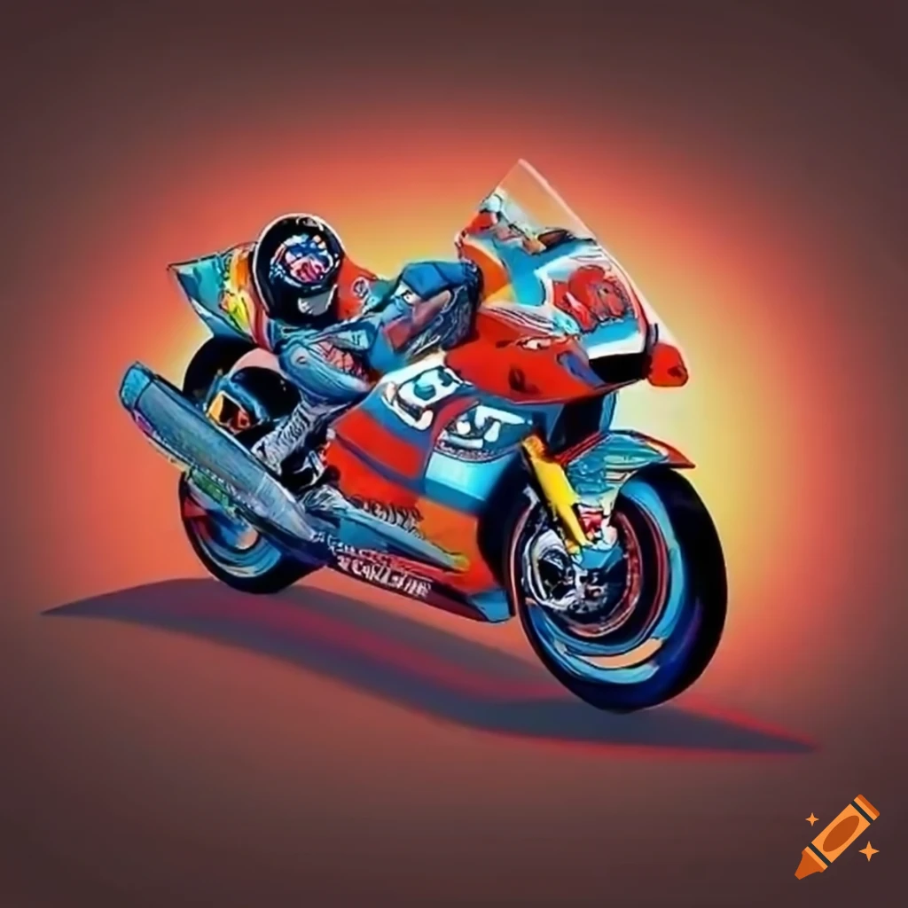 Illustration of motorcycles racing in motogp on Craiyon