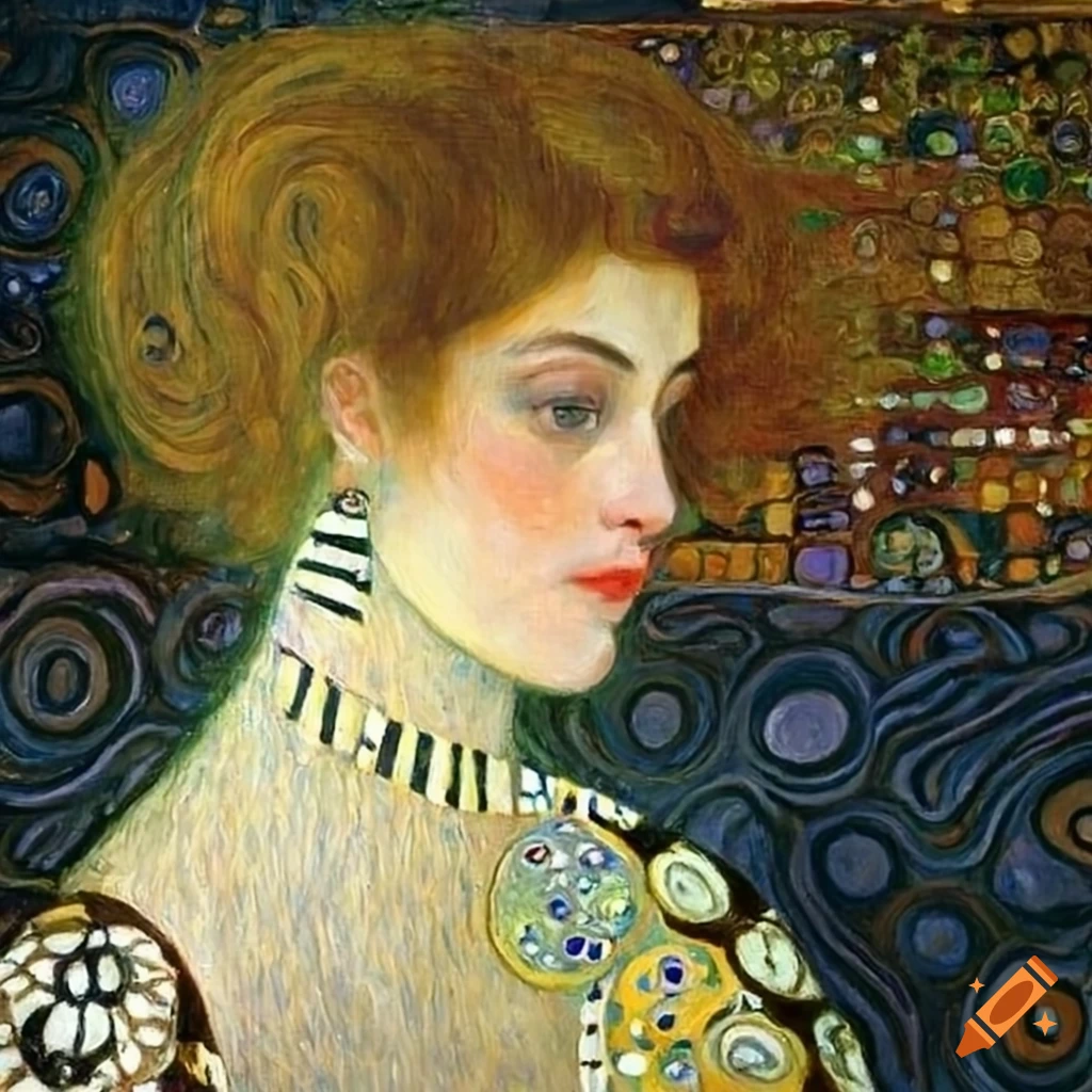 Gustav klimt inspired portrait of a woman on Craiyon