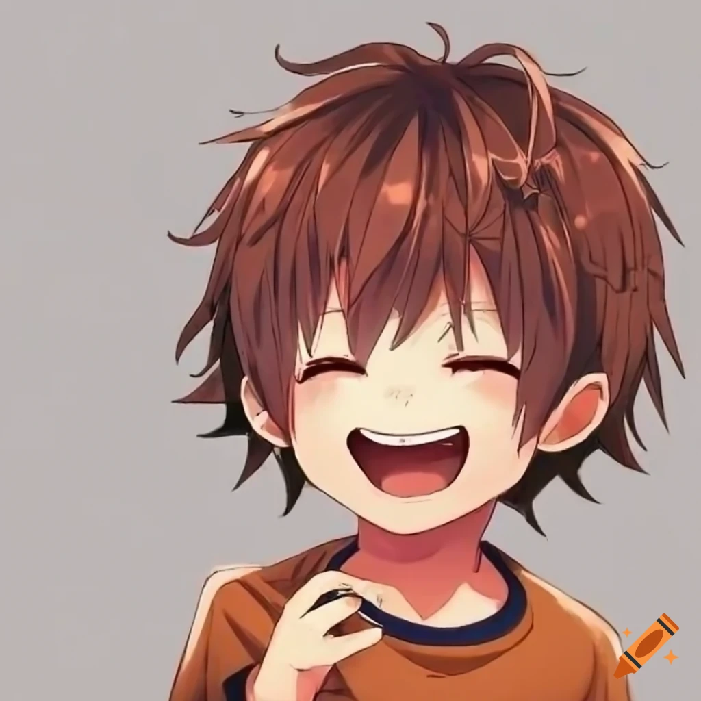 Cute anime kid laughing on Craiyon