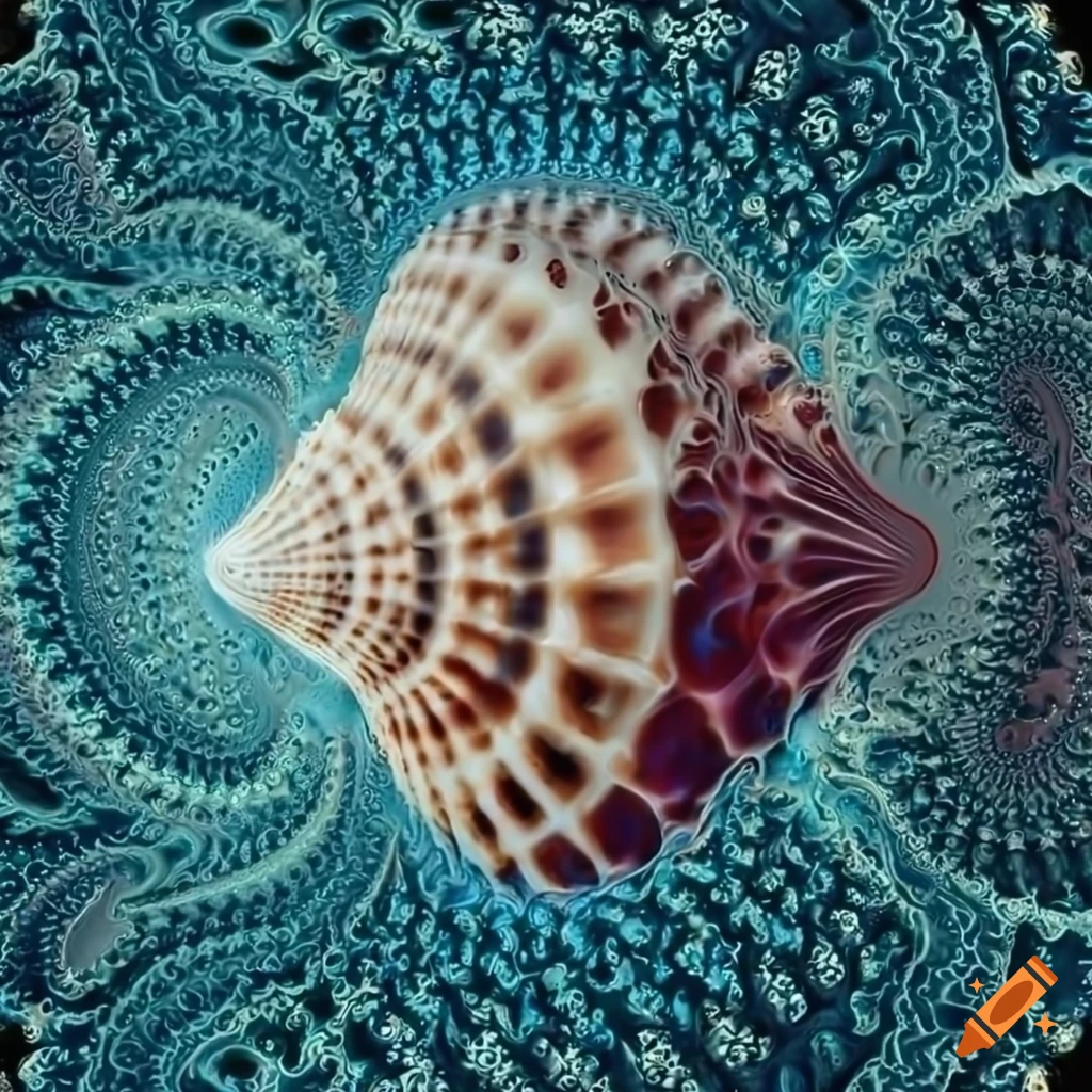 Detailed fractal pattern resembling a sea shell on Craiyon