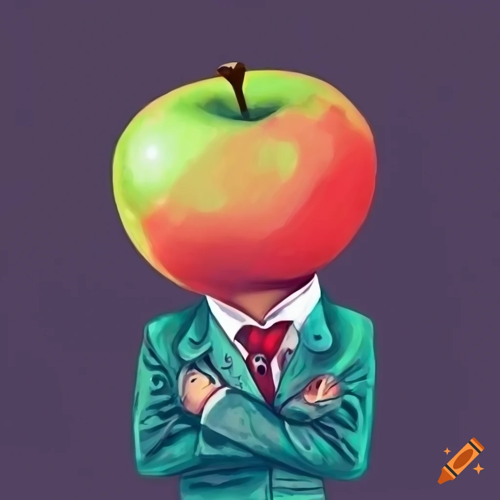 Corrupted apple with worm on red background on Craiyon