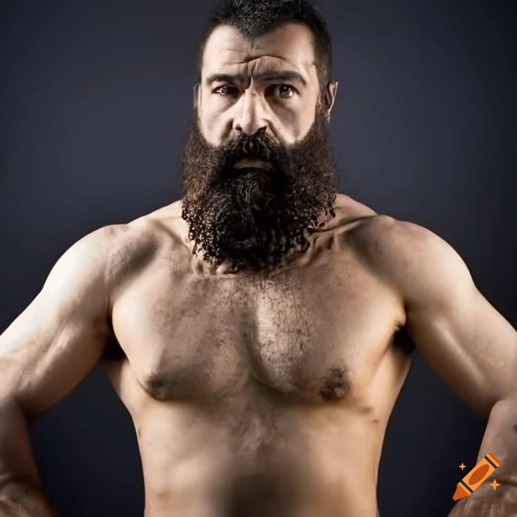 Photo-realistic image of a bearded greek wrestler on Craiyon