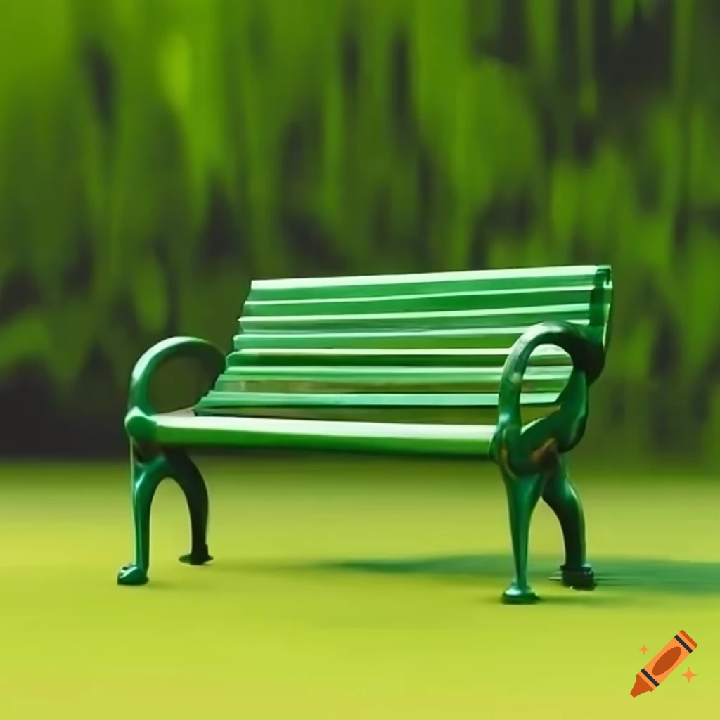 Wooden bench in a green environment on Craiyon