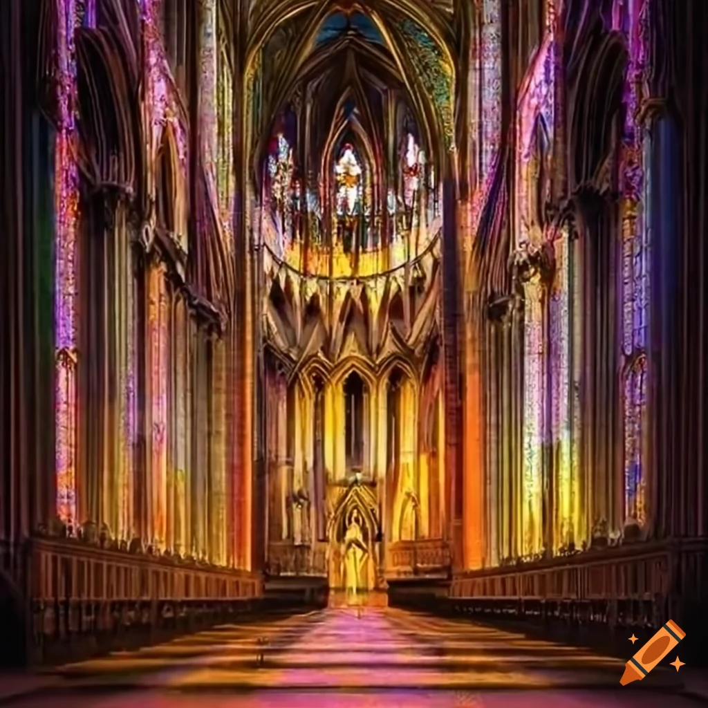 Vibrant gothic cathedral with a gregorian choir on Craiyon