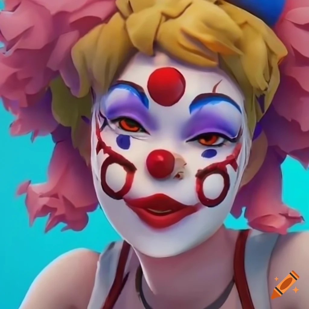 Bizarre female clown character on Craiyon