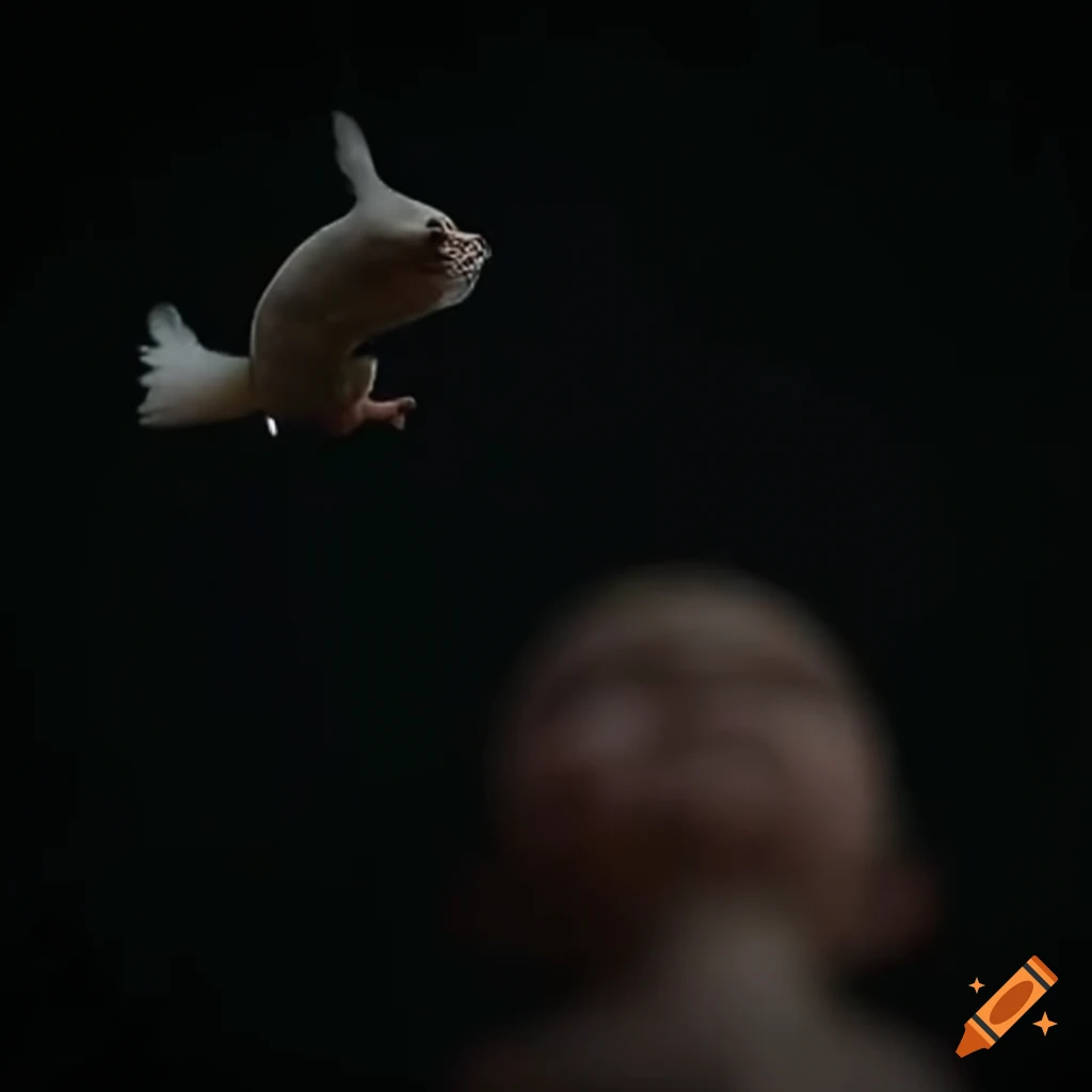 Artistic depiction of a flying baby