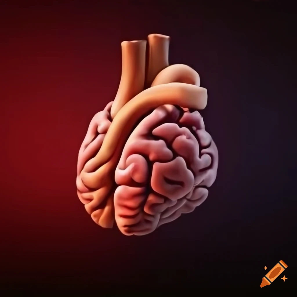Arm holding a heart and a brain on Craiyon