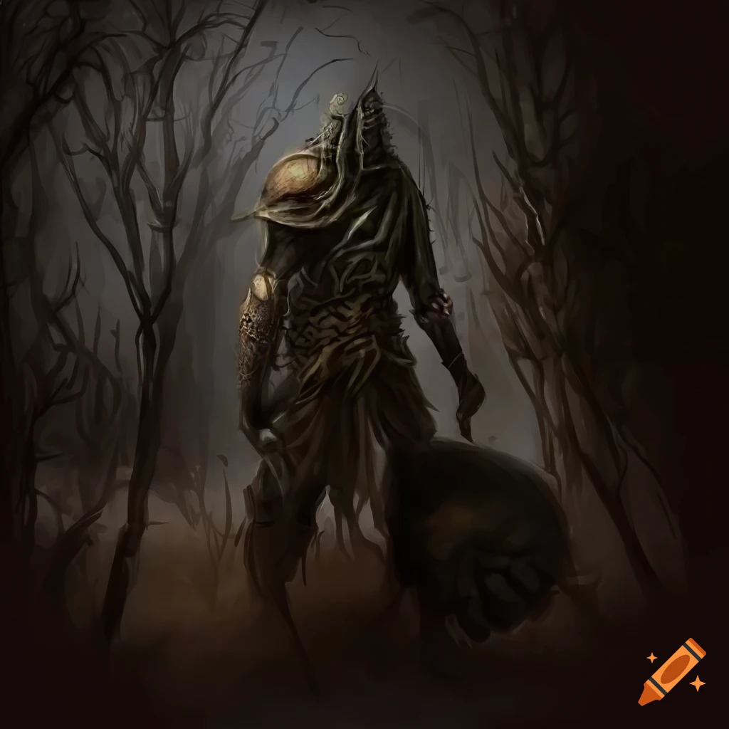 Realistic depiction of an undead warrior with sword and shield on Craiyon