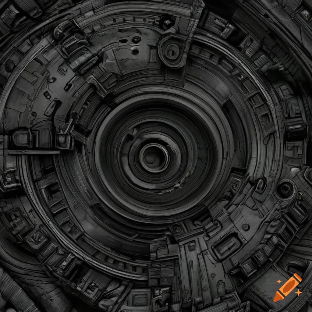 Seamless grayscale texture map with mechanical details on Craiyon