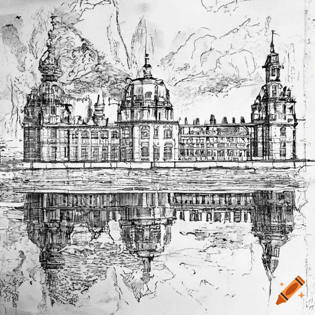 Pen and ink drawing of a world heritage site