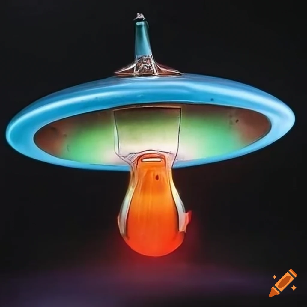 1950s style retro alien flying saucer and raygun