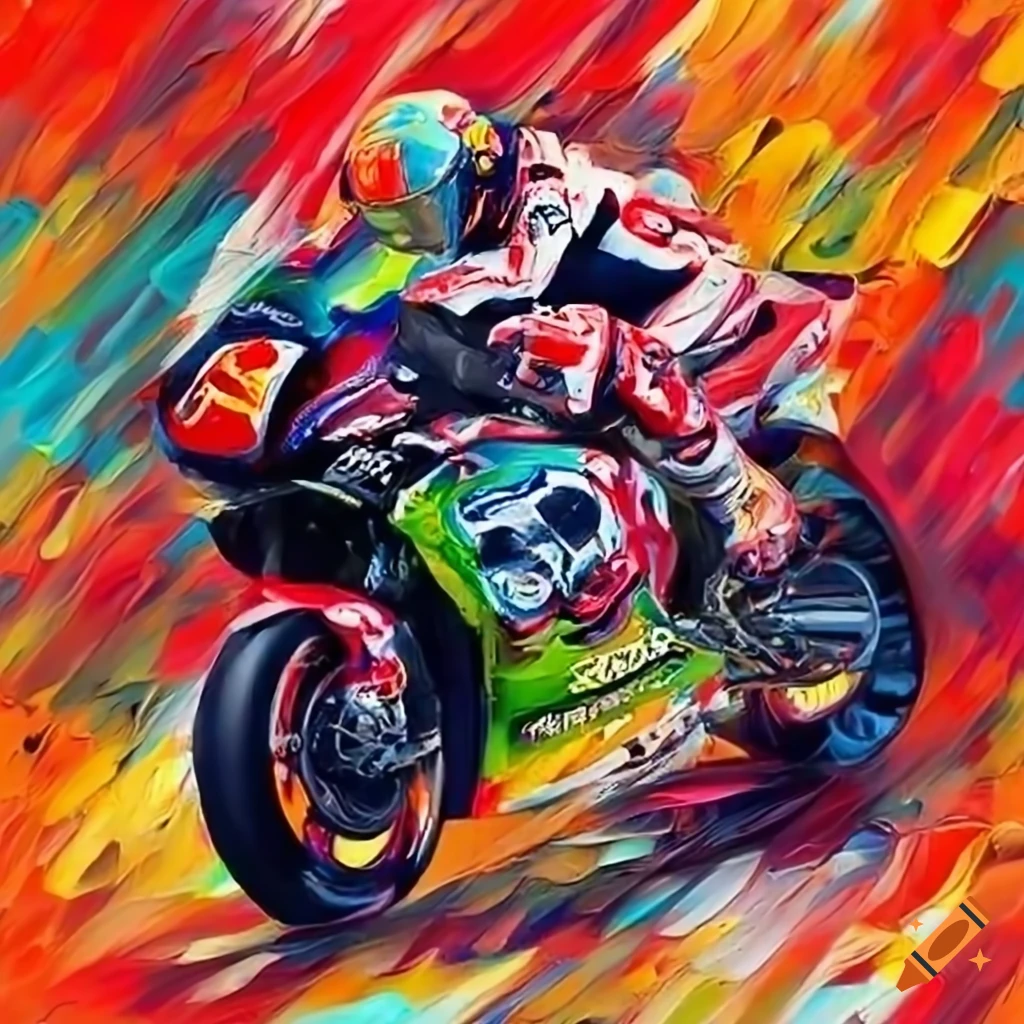 Illustration of motorcycles racing in motogp on Craiyon