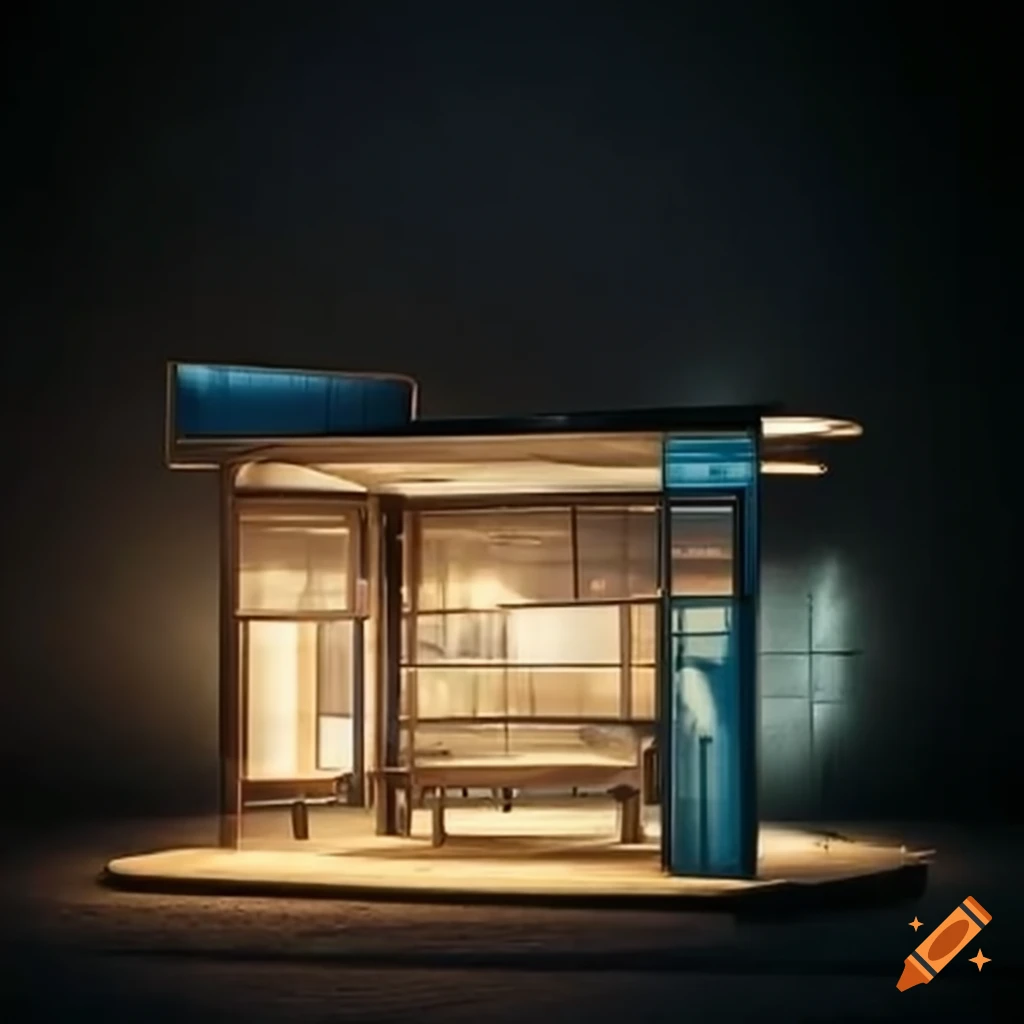 Sleek modern bus stop with solar panels on Craiyon