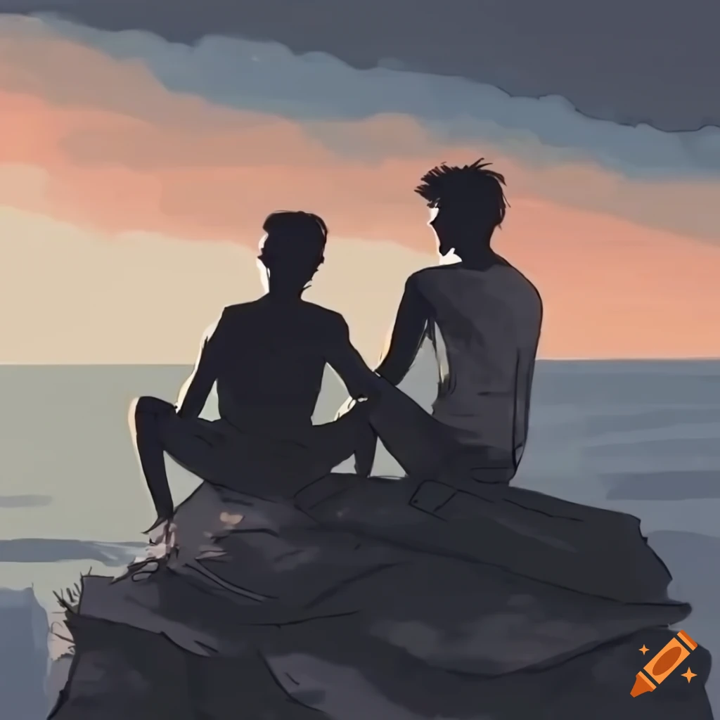Friends enjoying a beautiful sunset on a cliff