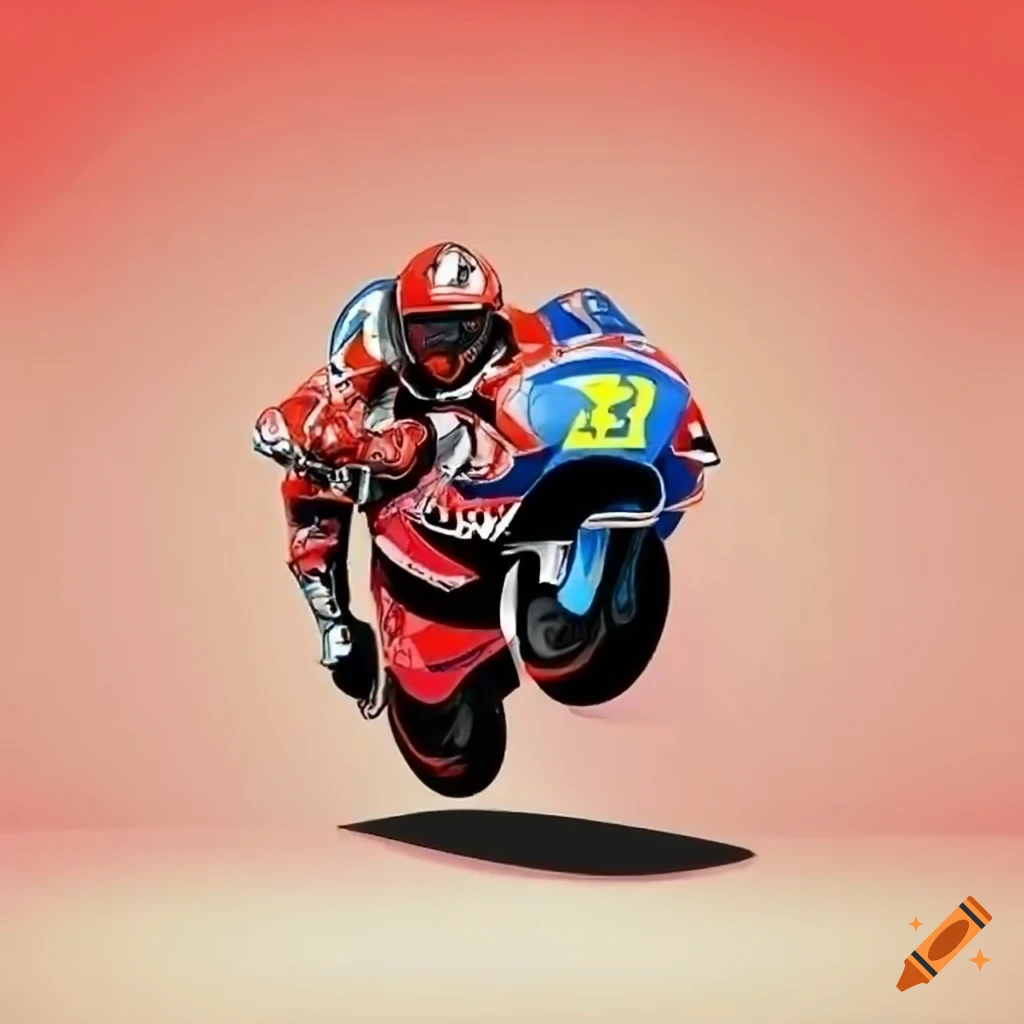 Illustration of motorcycles racing in motogp on Craiyon