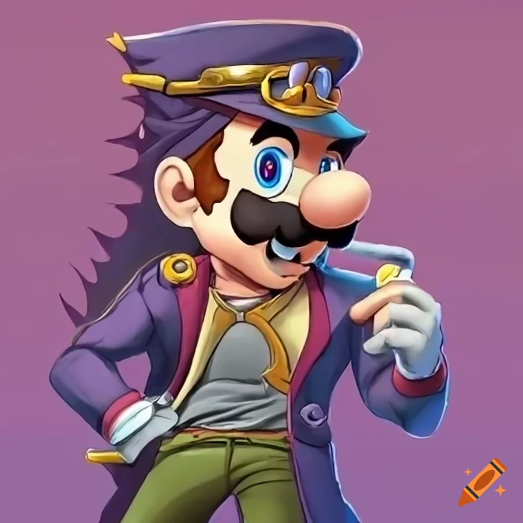 Collage of super mario and jotaro on Craiyon