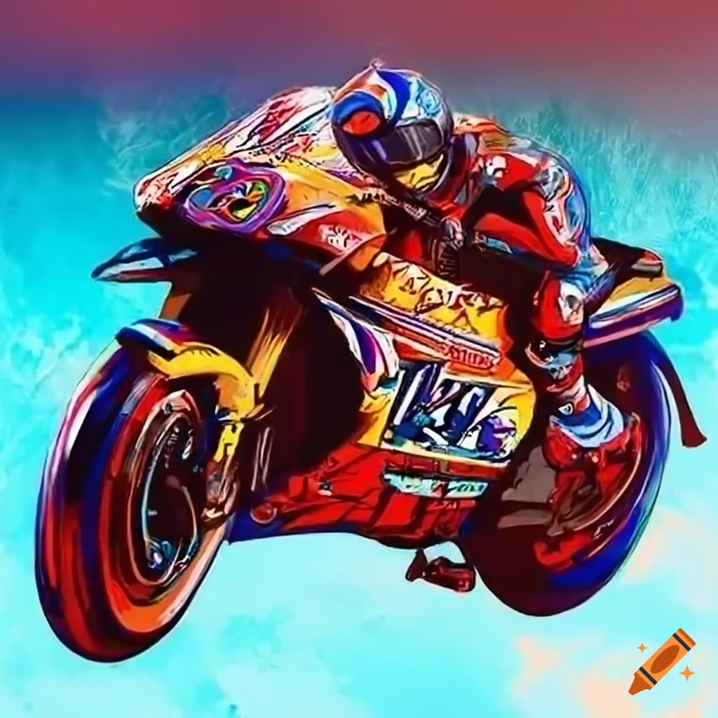 Art illustration of motorcycles racing in motogp