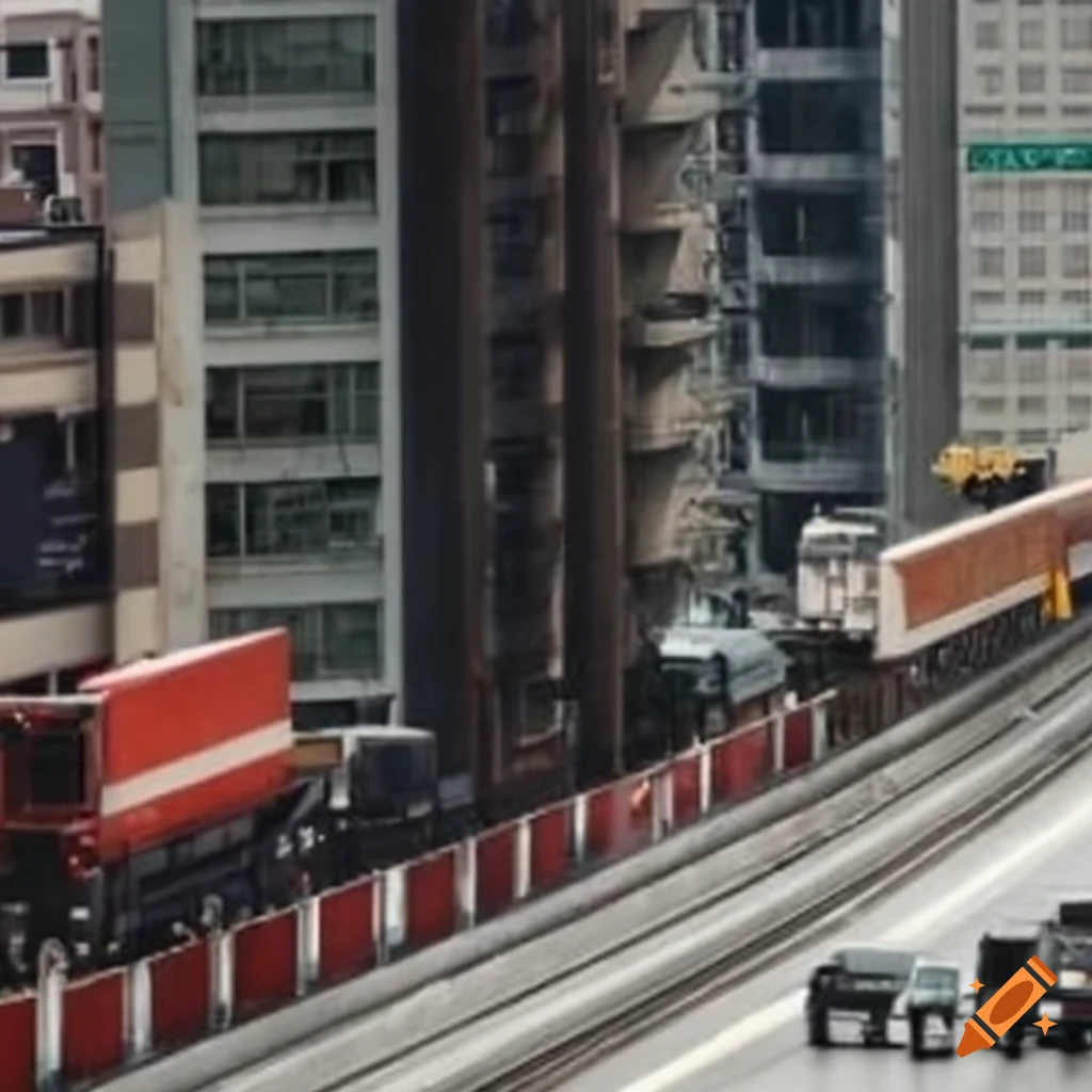 Illustration of heavy traffic on a road on Craiyon