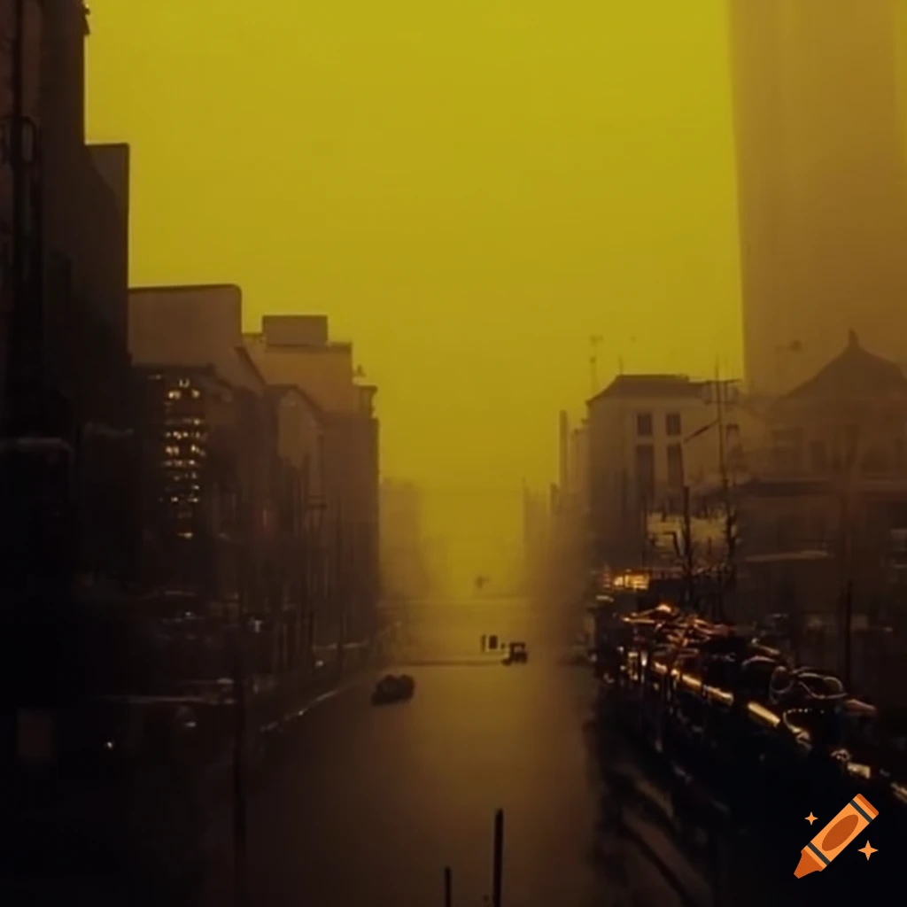 City covered in yellow smog